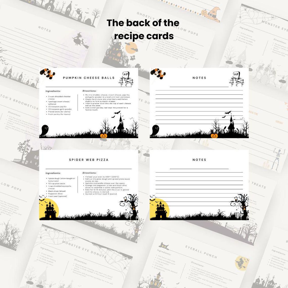 Halloween Recipe Cards, Halloween Printable, Digital Recipe, Halloween ...