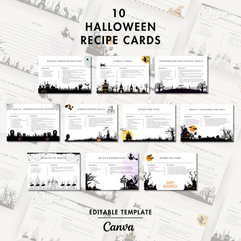 Halloween Recipe Cards - Etsy