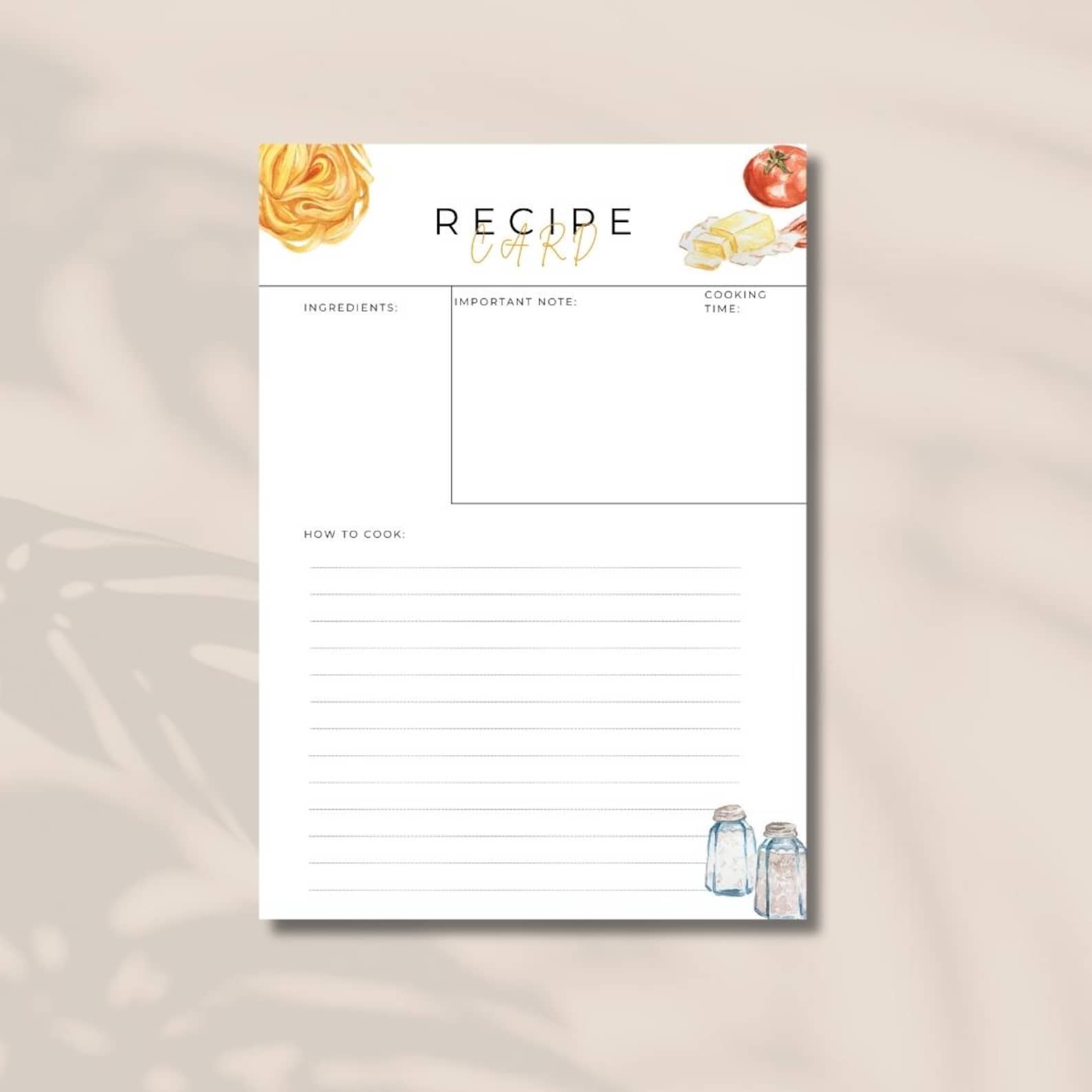 Editable Recipe Template Set Modern Cookbook Bundle Canva Recipe Card Cooking Sheet Kit CANVA ...