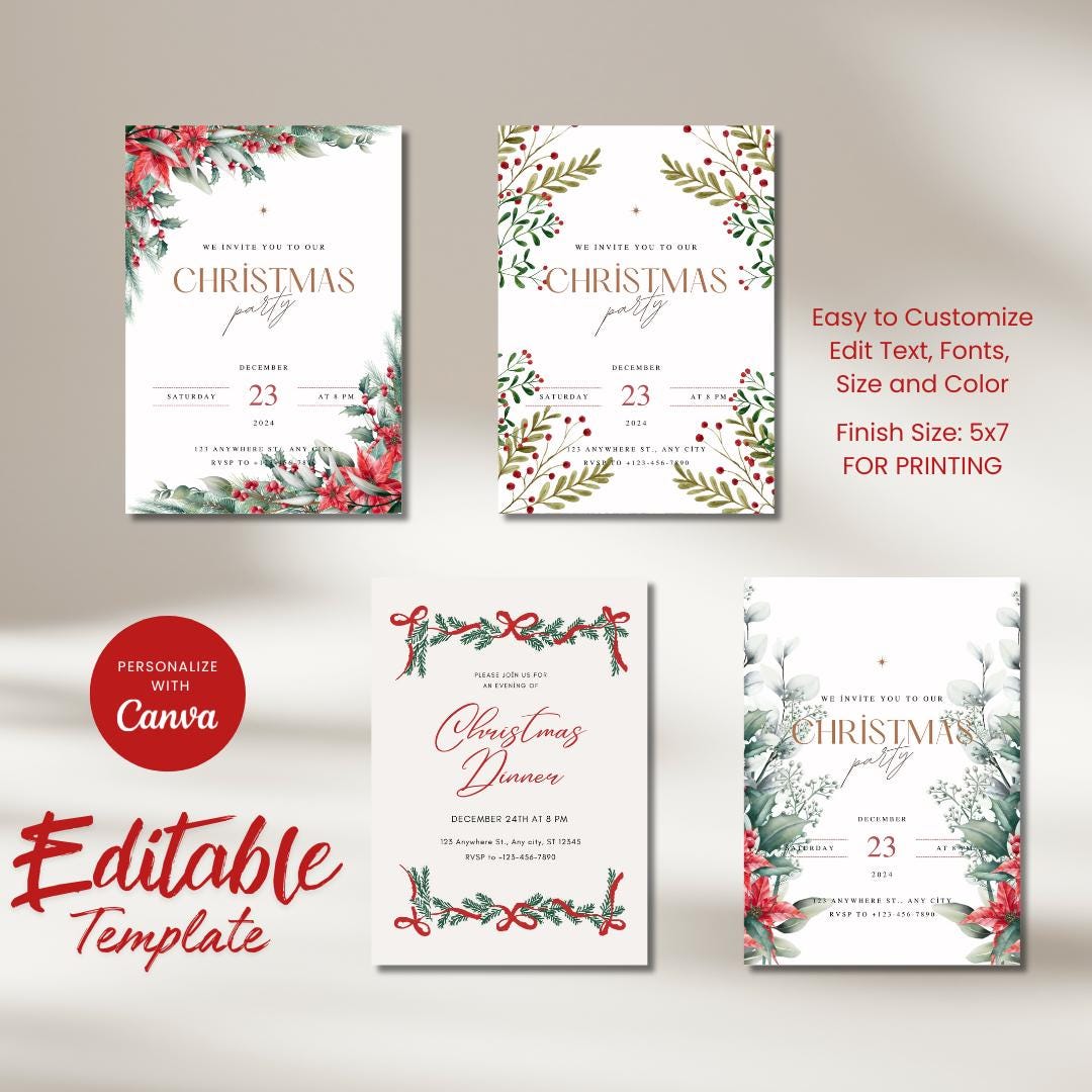 Editable Christmas Party Invitation Template (digital Download) - Etsy