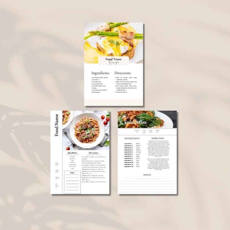 Editable Recipe Card Template Canva | Modern Cookbook (digital) - Etsy