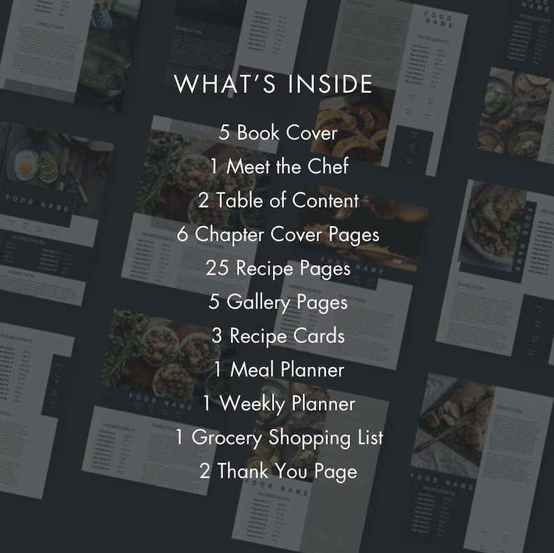 Editable Recipe Book Design Canva Template Kitchen Organization DIY ...