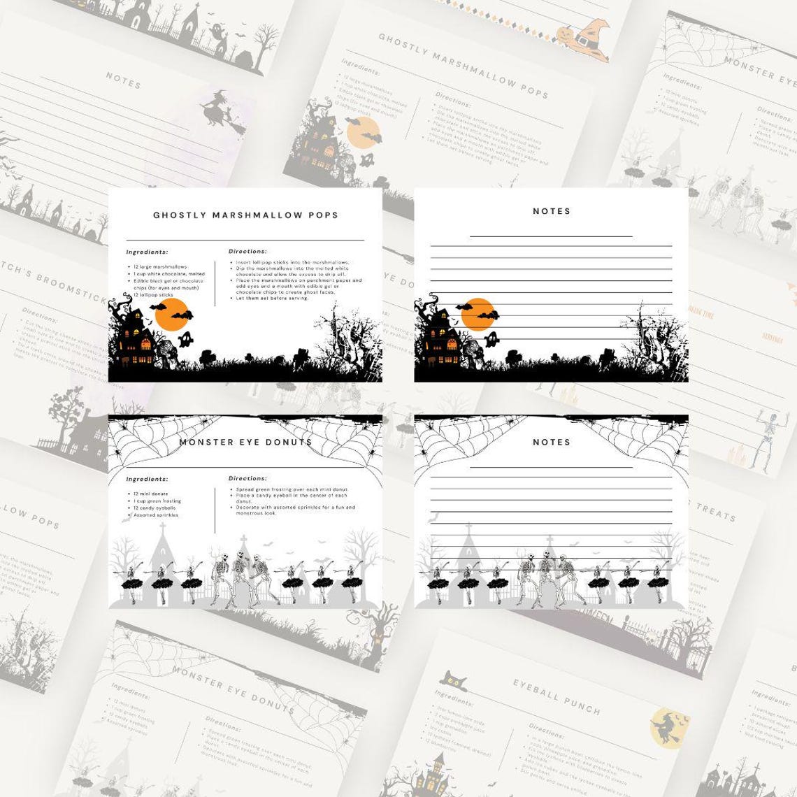 Halloween Recipe Cards, Halloween Printable, Digital Recipe, Halloween ...