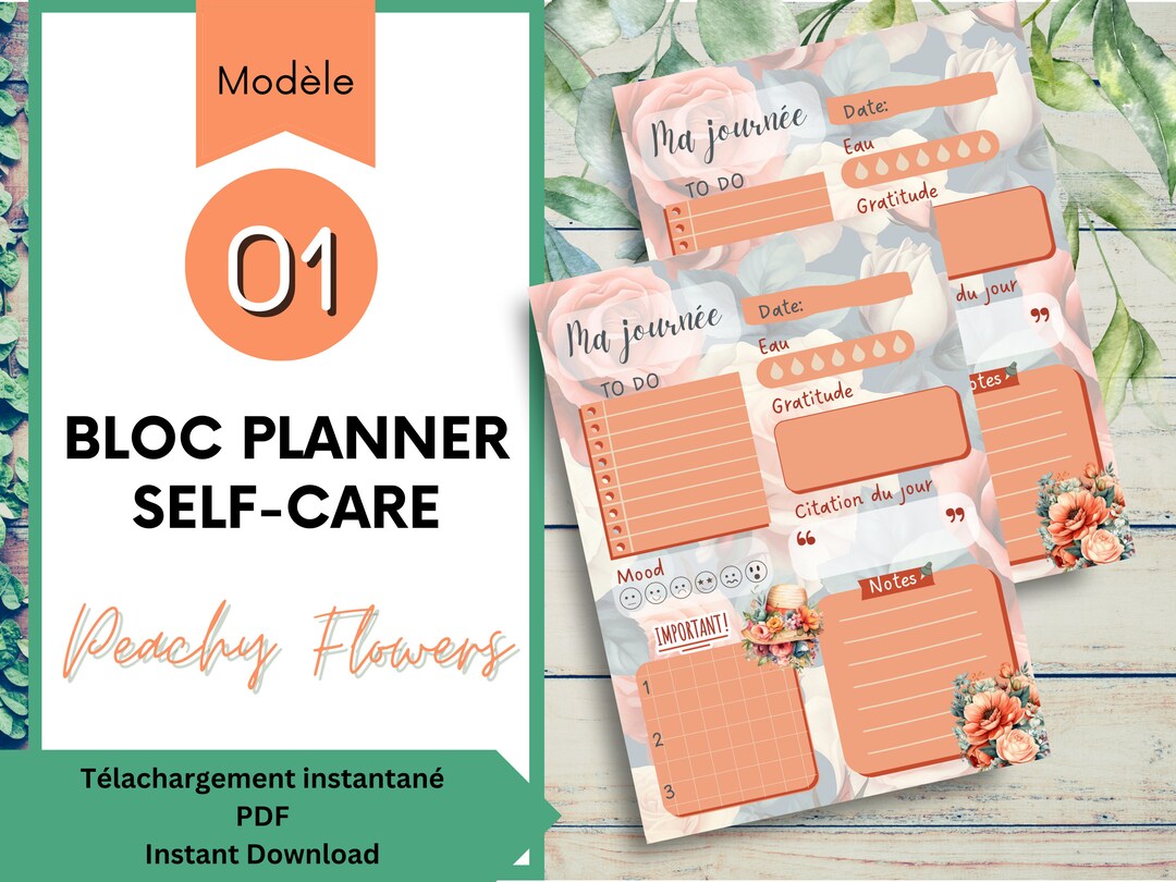 Daily Planner to Print Peachy Flowers - Etsy