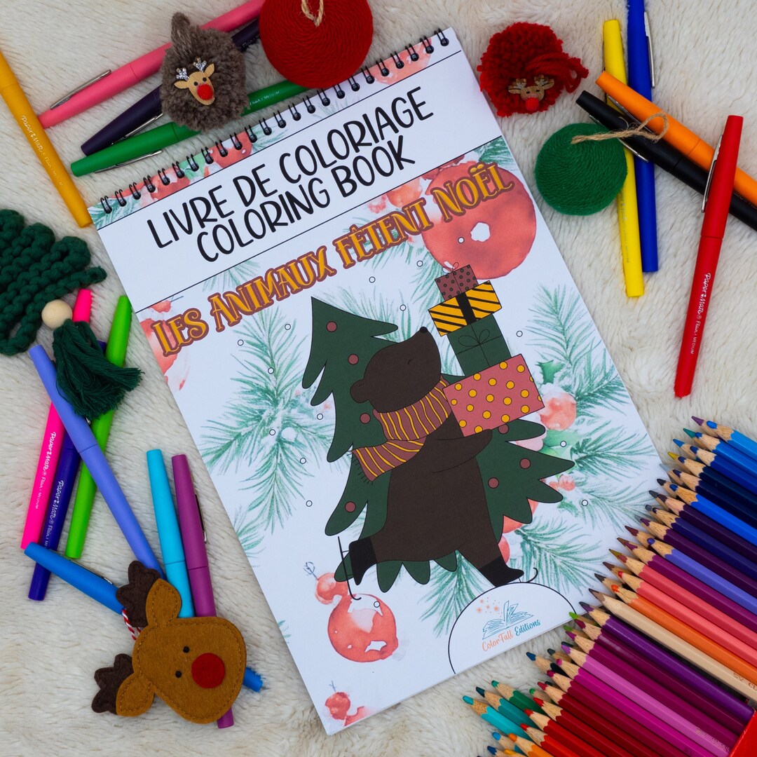 Coloring Pages for Children Animals Celebrate Christmas - Etsy