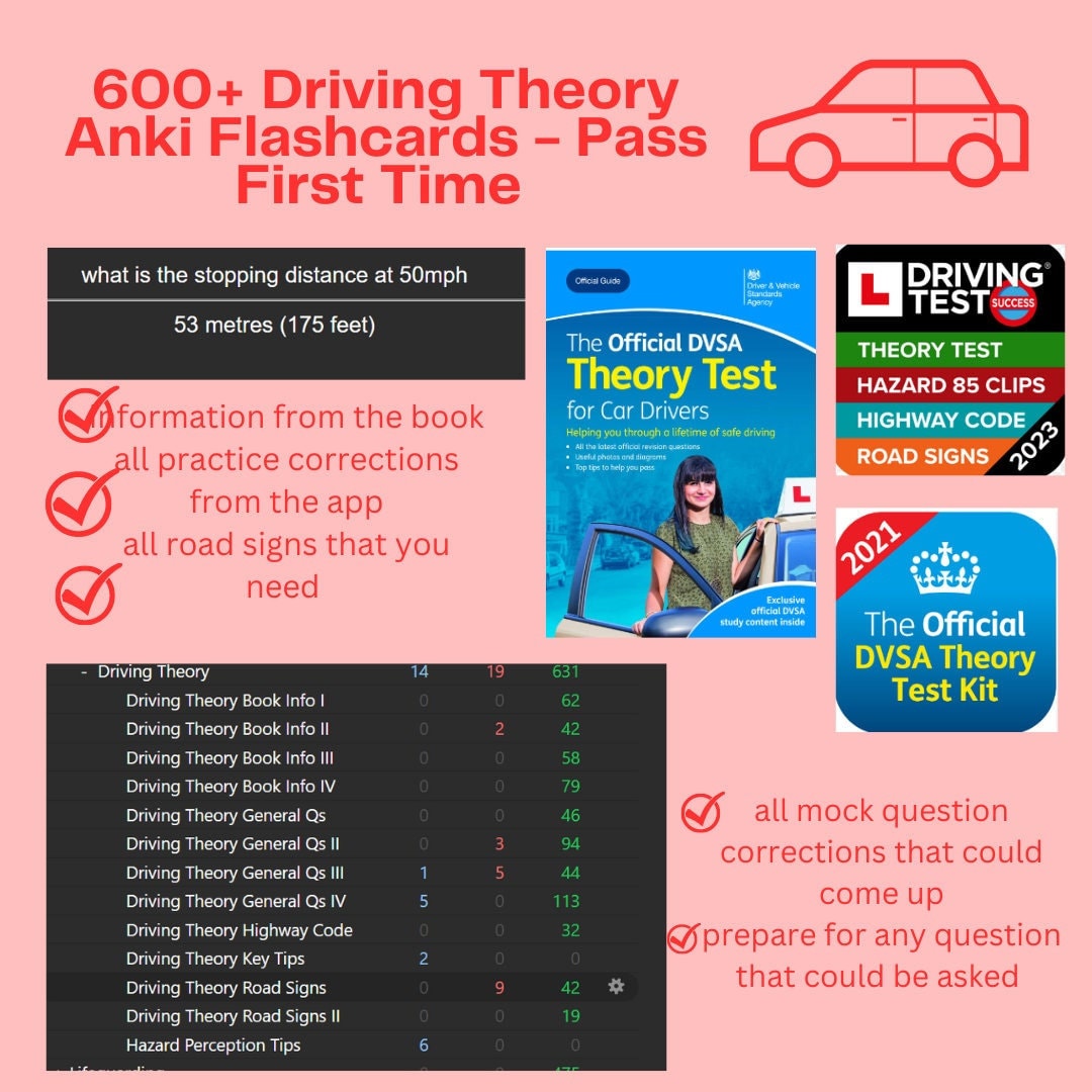 Driving Theory Anki Flashcards (pass First Time) - Etsy UK