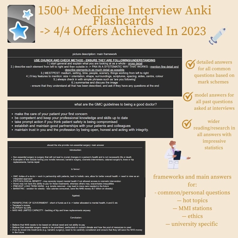 Medicine Interview Anki Flashcards (4/4 Offers Achieved 2023) - Etsy