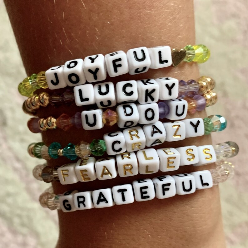 Custom Word Beaded Bracelet Personalized Name Bracelet - Friendship ...