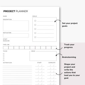 Project Planner Printable PDF A4/A5 - Etsy