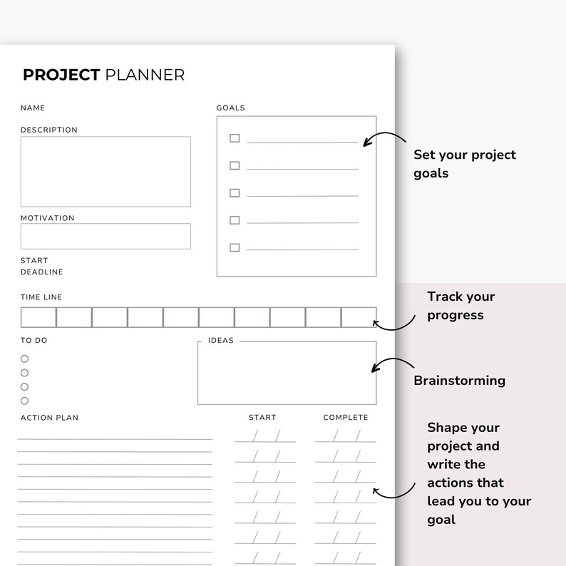 Project Planner Printable PDF A4/A5 - Etsy