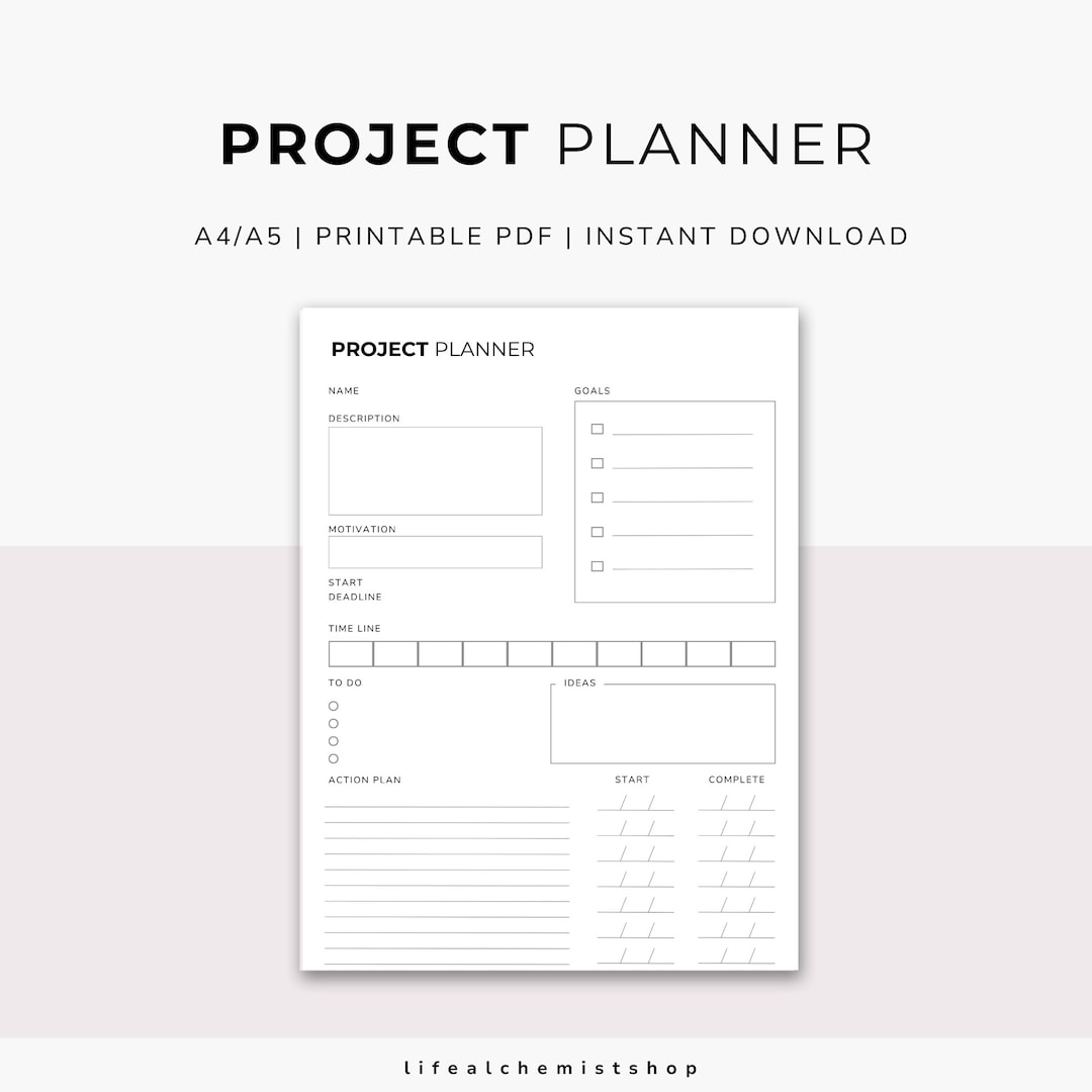 Project Planner Printable PDF A4/A5 - Etsy