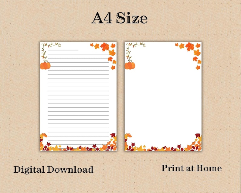 Autumn Theme Printable Letter Paper, Writing Paper, Letter Writing ...