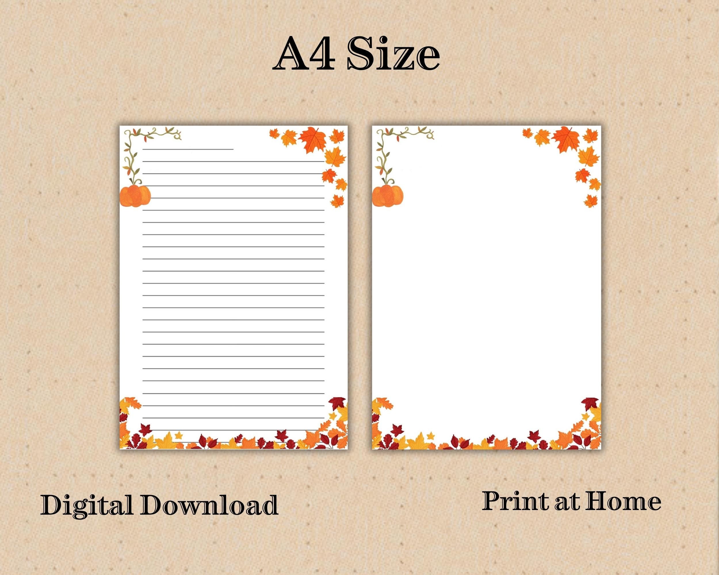 Autumn Theme Printable Letter Paper, Writing Paper, Letter Writing ...