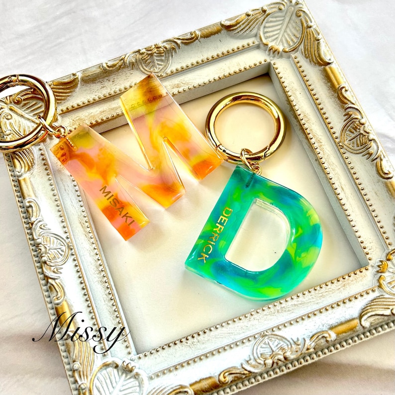 Custom Name Keychain Clear Marble - Etsy