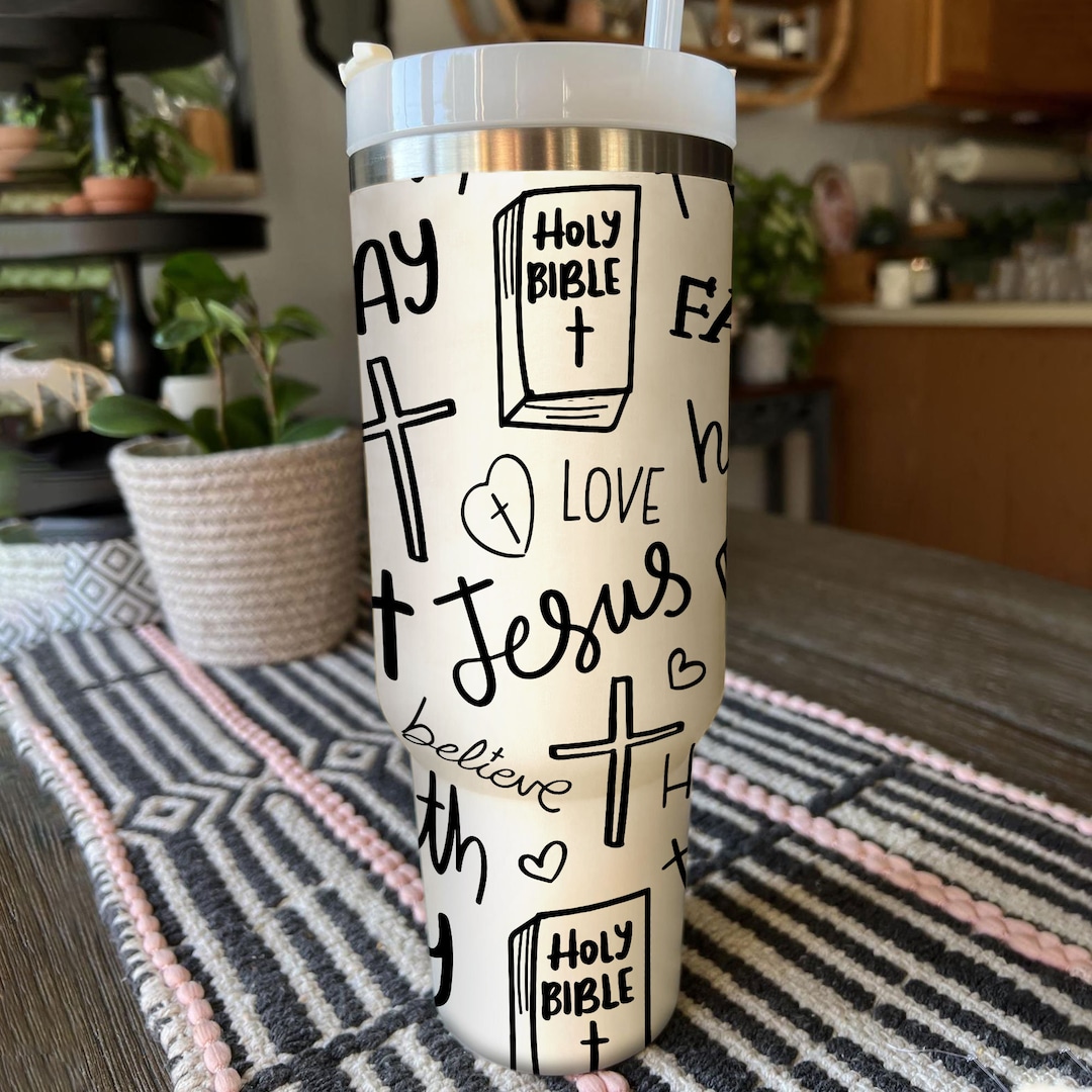 Christian Tumbler 40oz With Handle, Bible Verse 40oz Tumbler, Religious ...