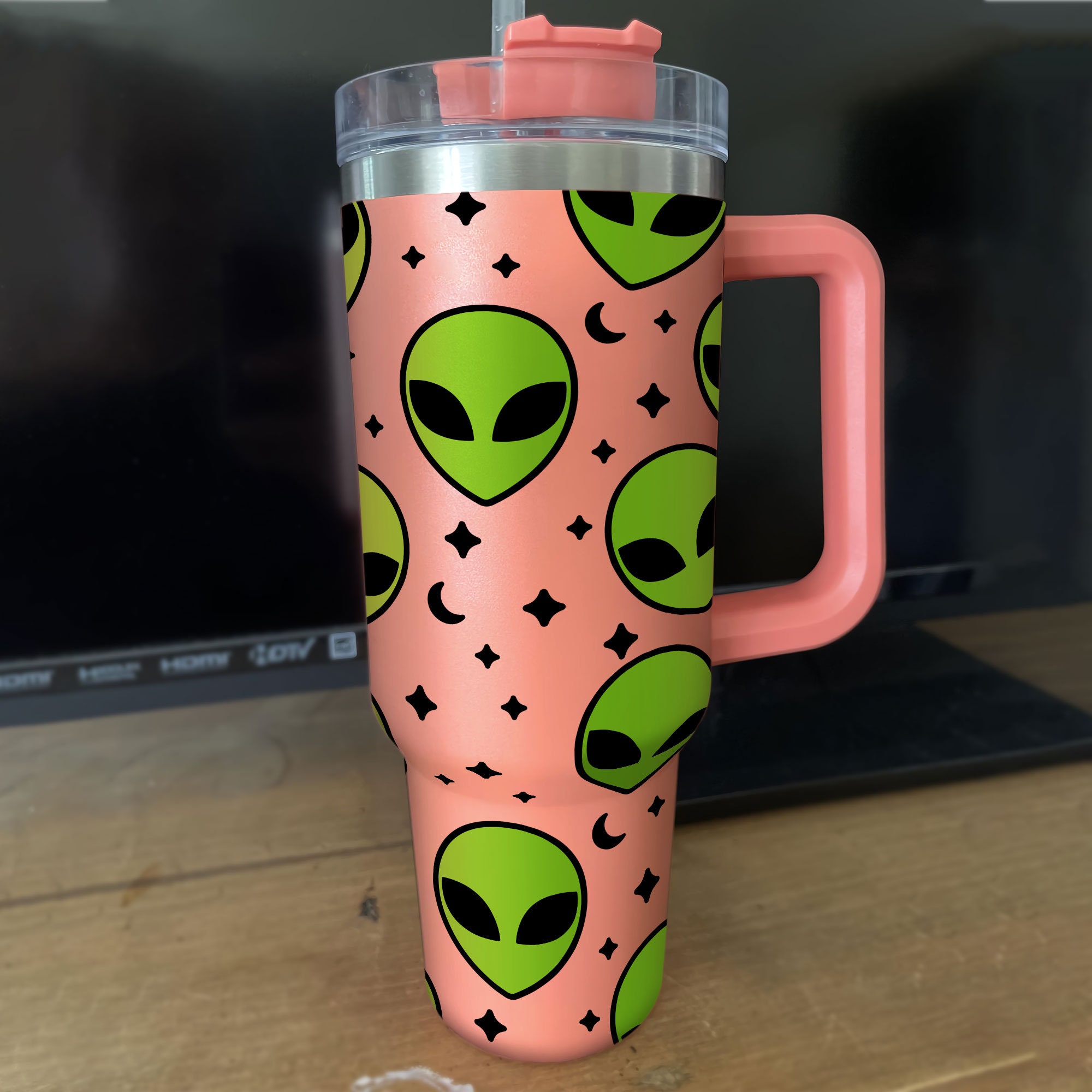 Space Alien Tumbler 40oz With Handle, Alien 40OZ Tumbler, Alien Head ...