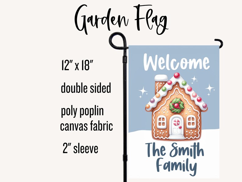 Gingerbread House Welcome Flag Personalized Winter Garden - Etsy