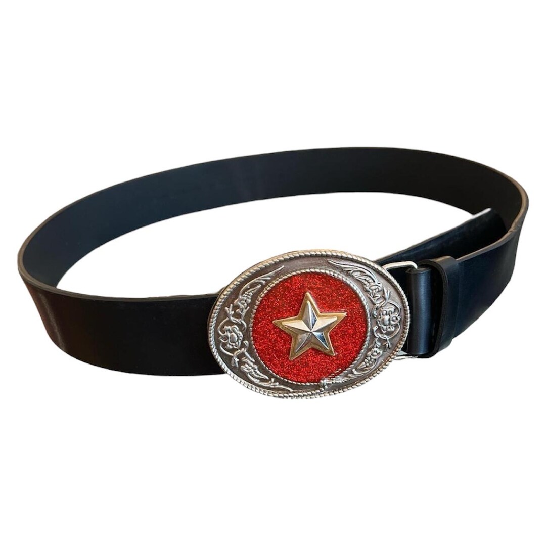 Vintage Black and Red Line Star Belt - Etsy