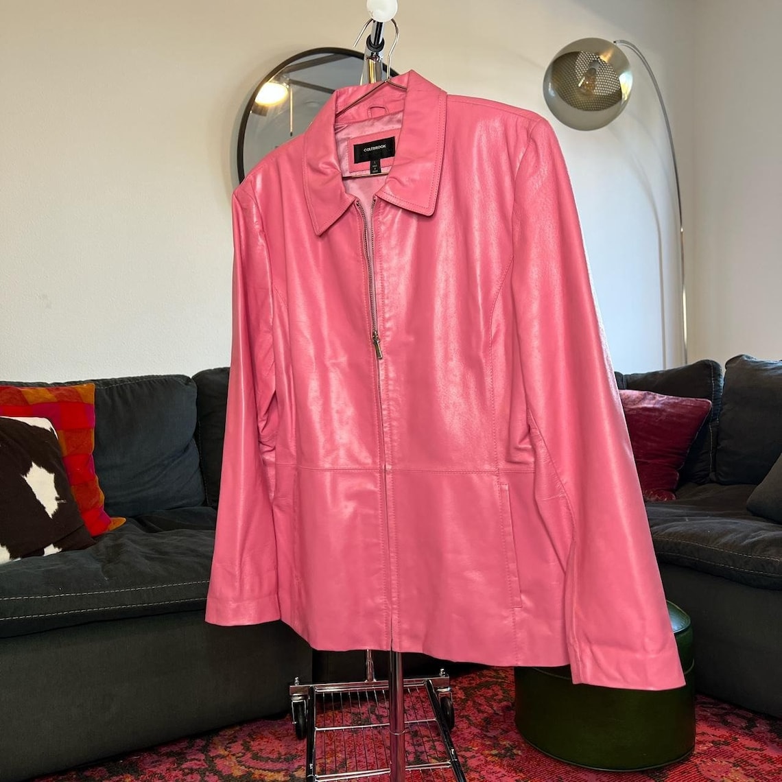Vintage 90/00's Pink Leather Jacket - Etsy