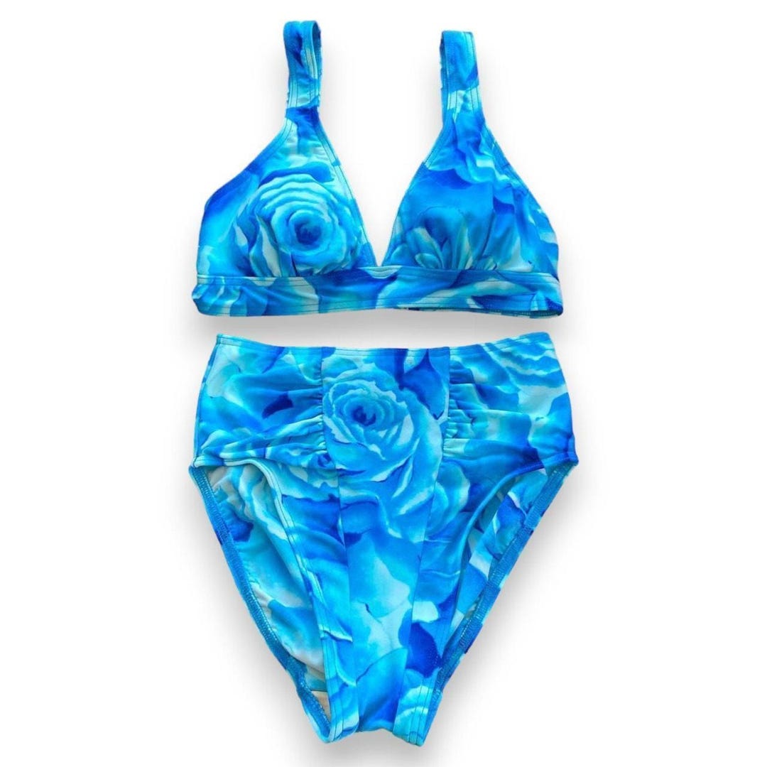 Vintage 1990's Deadstock Vibrant Blue Floral Bikini - Etsy