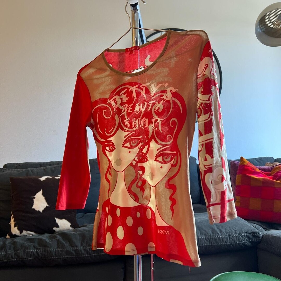 Vintage 2000's Abstract Faces Print Blouse - Etsy
