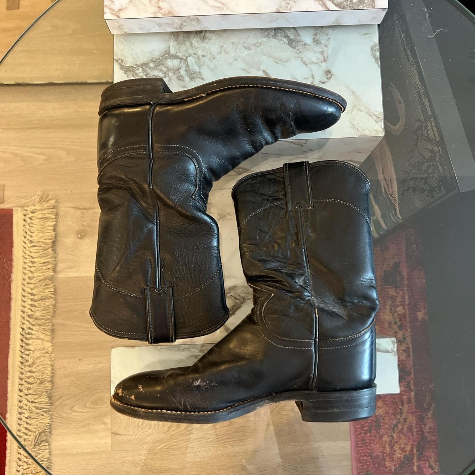 Vintage Black Justin Cowboy Boots - Etsy