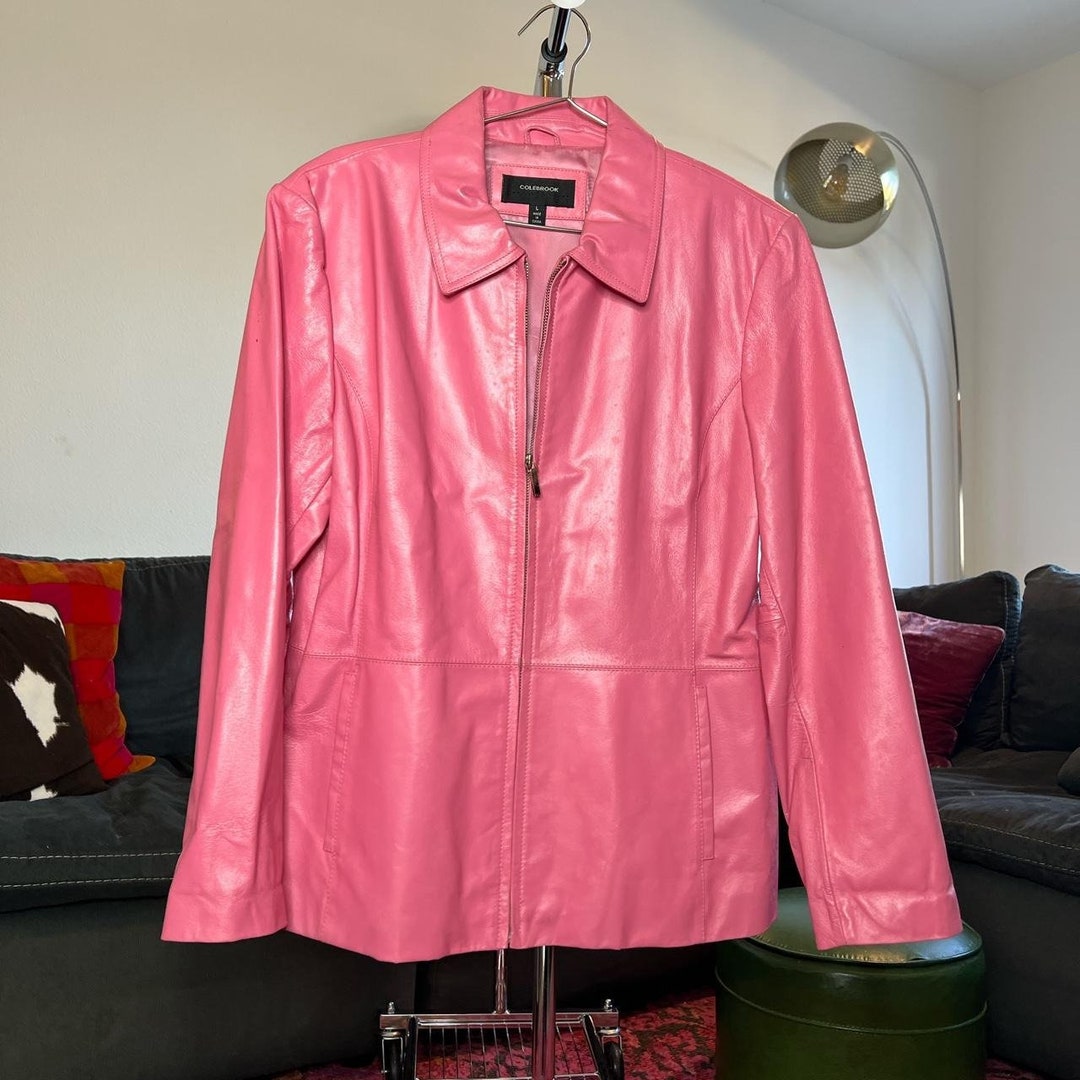 Vintage 90/00's Pink Leather Jacket - Etsy