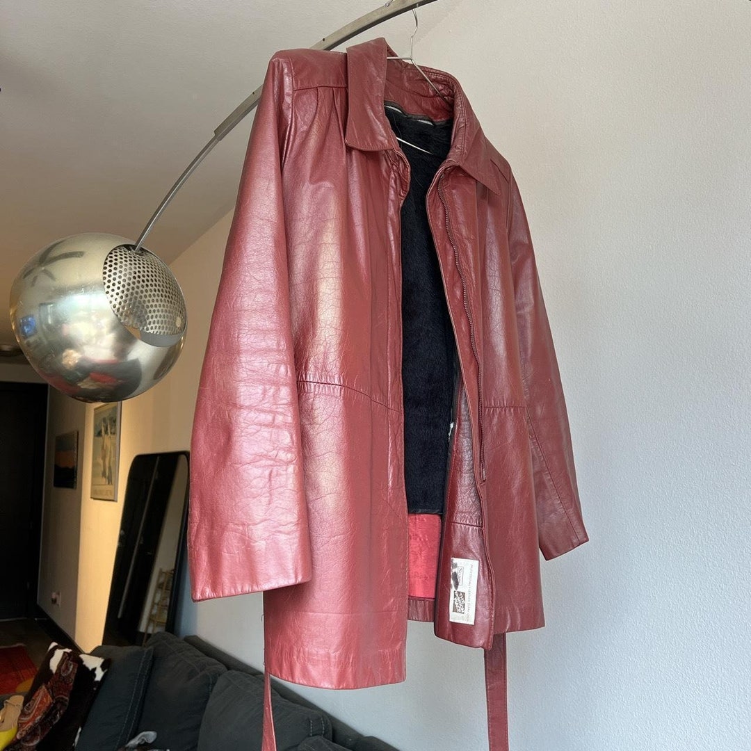Vintage 1970s Sears Red Leather Coat - Etsy