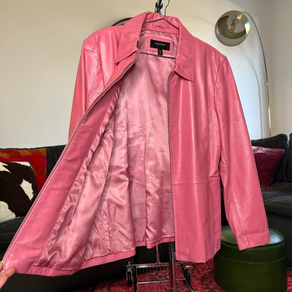 Vintage 90/00's Pink Leather Jacket - Etsy