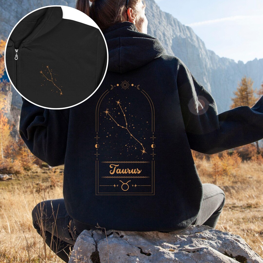 Taurus Zodiac Sign Zip up Hoodie: Astrology Sweatshirt - Etsy