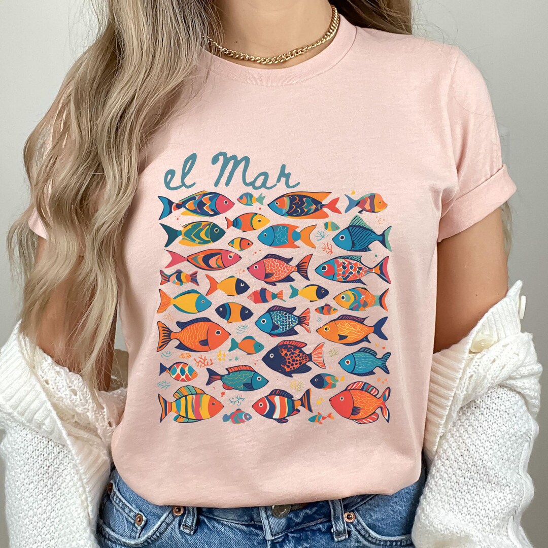 El Mar Fish Shirt: Colorful Ocean Graphic Tee - Etsy