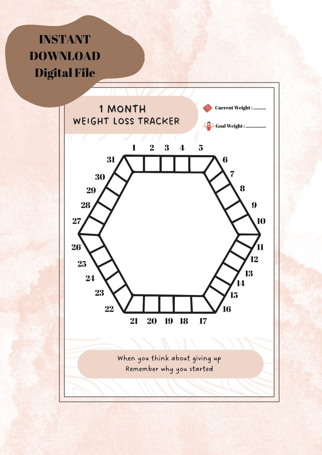 Weight Loss Tracker 1 Month Tracker Digital File - Etsy
