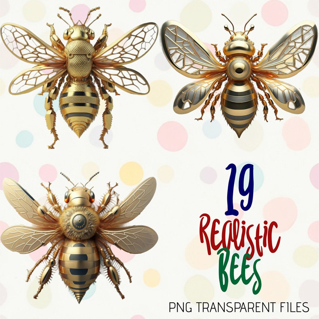19 Realistic Beautiful Gold Bees Ladies Colorful Gorgeous Clipart ...