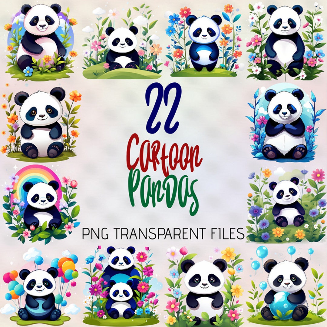 22 Cartoon Decorative Beautiful Pandas Ladies Colorful Gorgeous Clipart ...