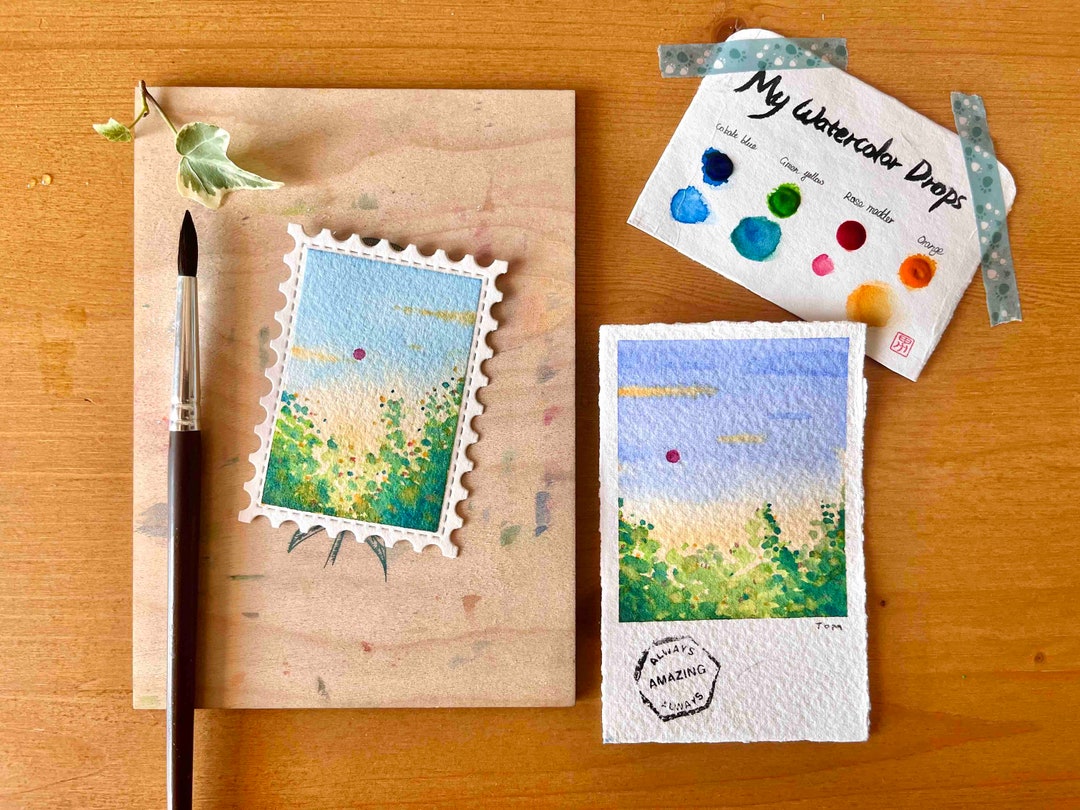 Mini Watercolor Painting Kit With Tutorial - Summer Sky - Beginner DIY ...