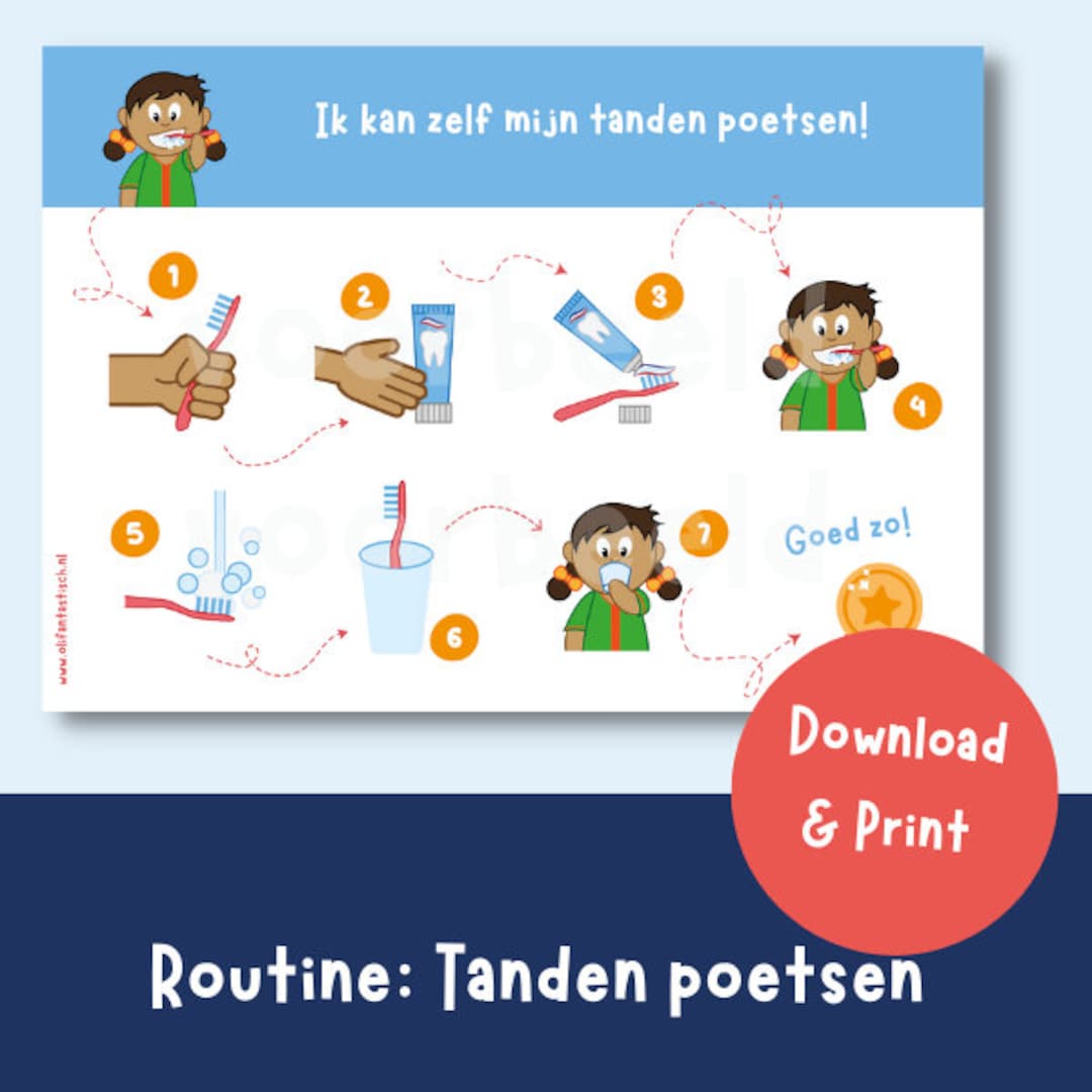 A4 Printable With Routine / Step-by-step Plan Brushing Teeth | Routine ...