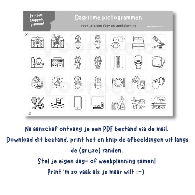 A4 Printable With Daily Rhythm Icons BLACK WHITE | Daily Rhythm Charts ...