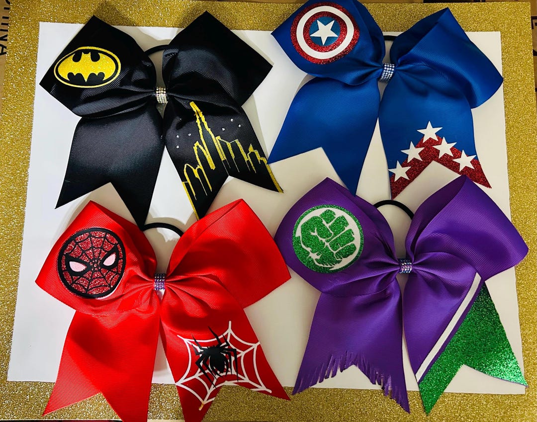 Superhero Cheer Bows: Customizable Sporting Event Hair Accessories - Etsy