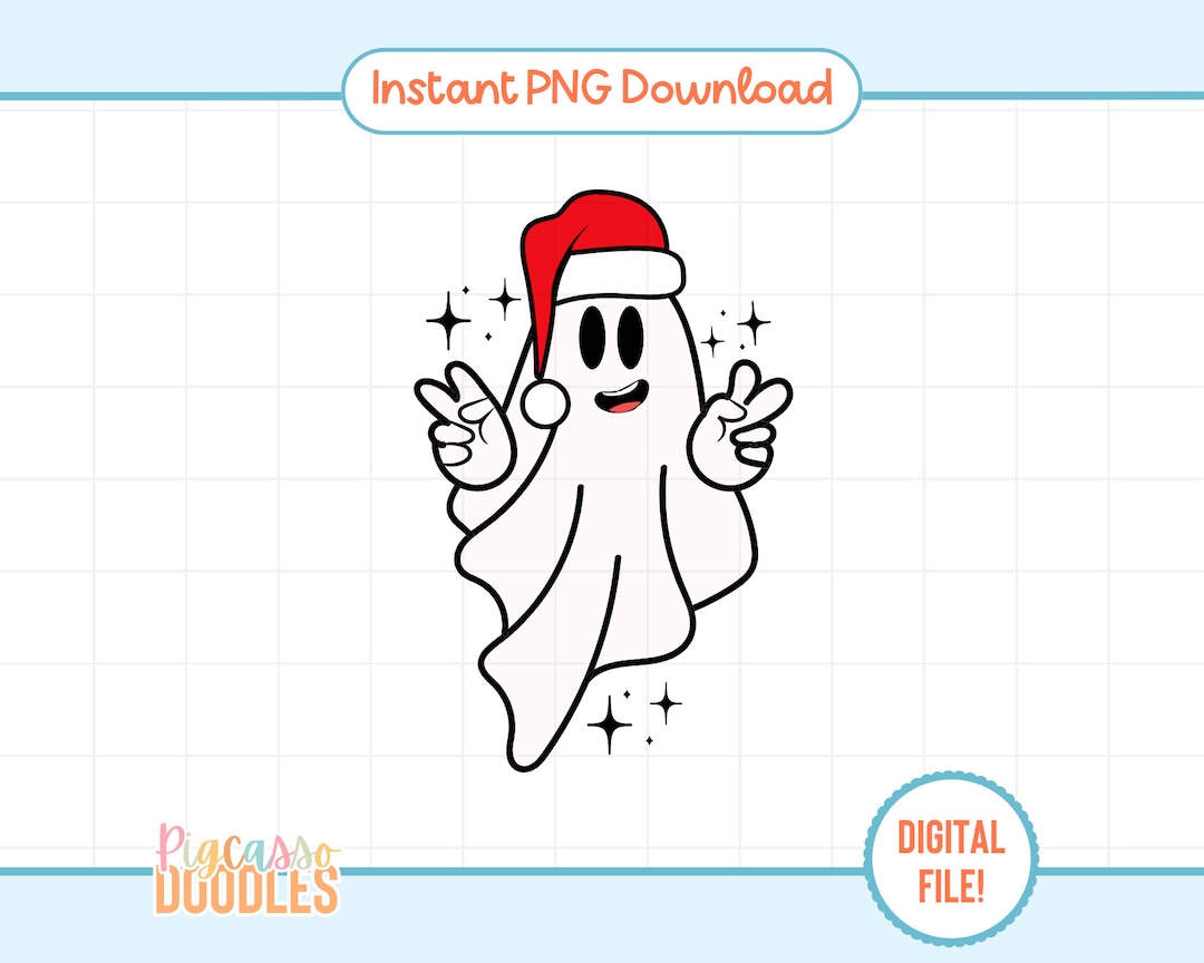 Santa Ghost PNG, Trendy PNG, Cute PNG Designs, Peace Out Christmas ...