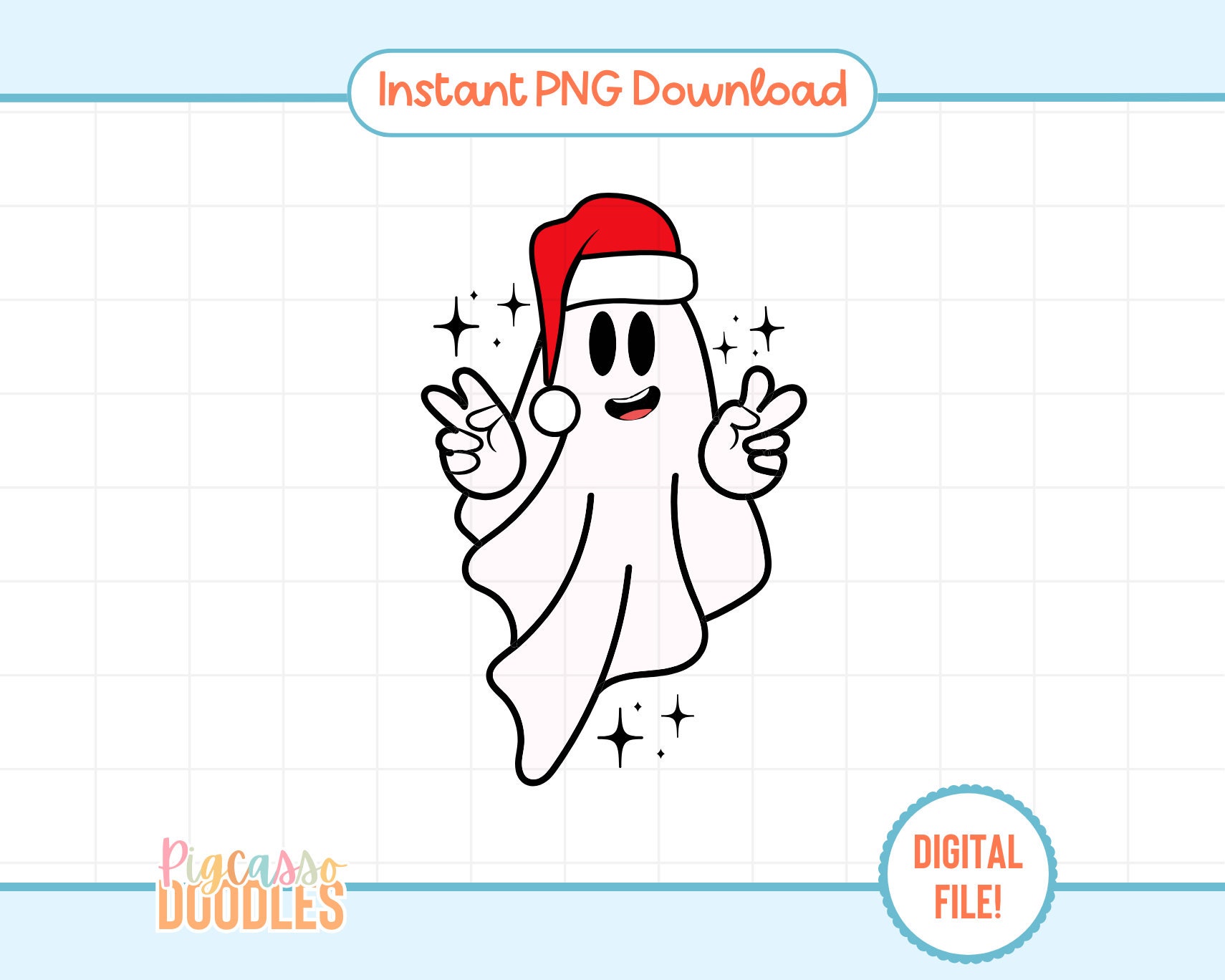 Santa Ghost PNG, Trendy PNG, Cute PNG Designs, Peace Out Christmas ...