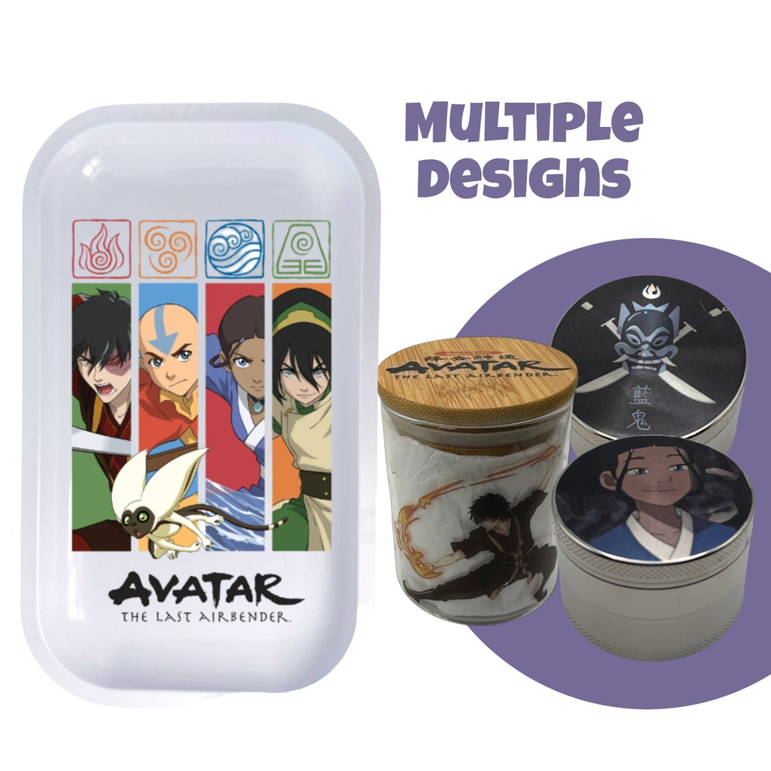 ATLA Elements Cartoon Anime Herb Grinder, Stash Jar, Rolling Tray Set ...