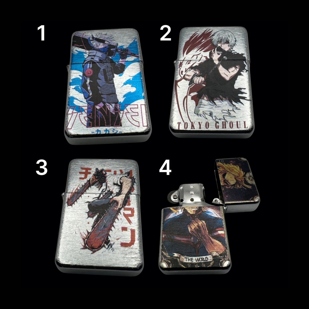 Anime Windproof Flip Top Lighter, Unique Lighter Ninja, Ghoul, Chainsaw ...