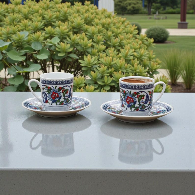 Double White Porcelain Coffee Cup Set — 120 Cc, for Two - Etsy