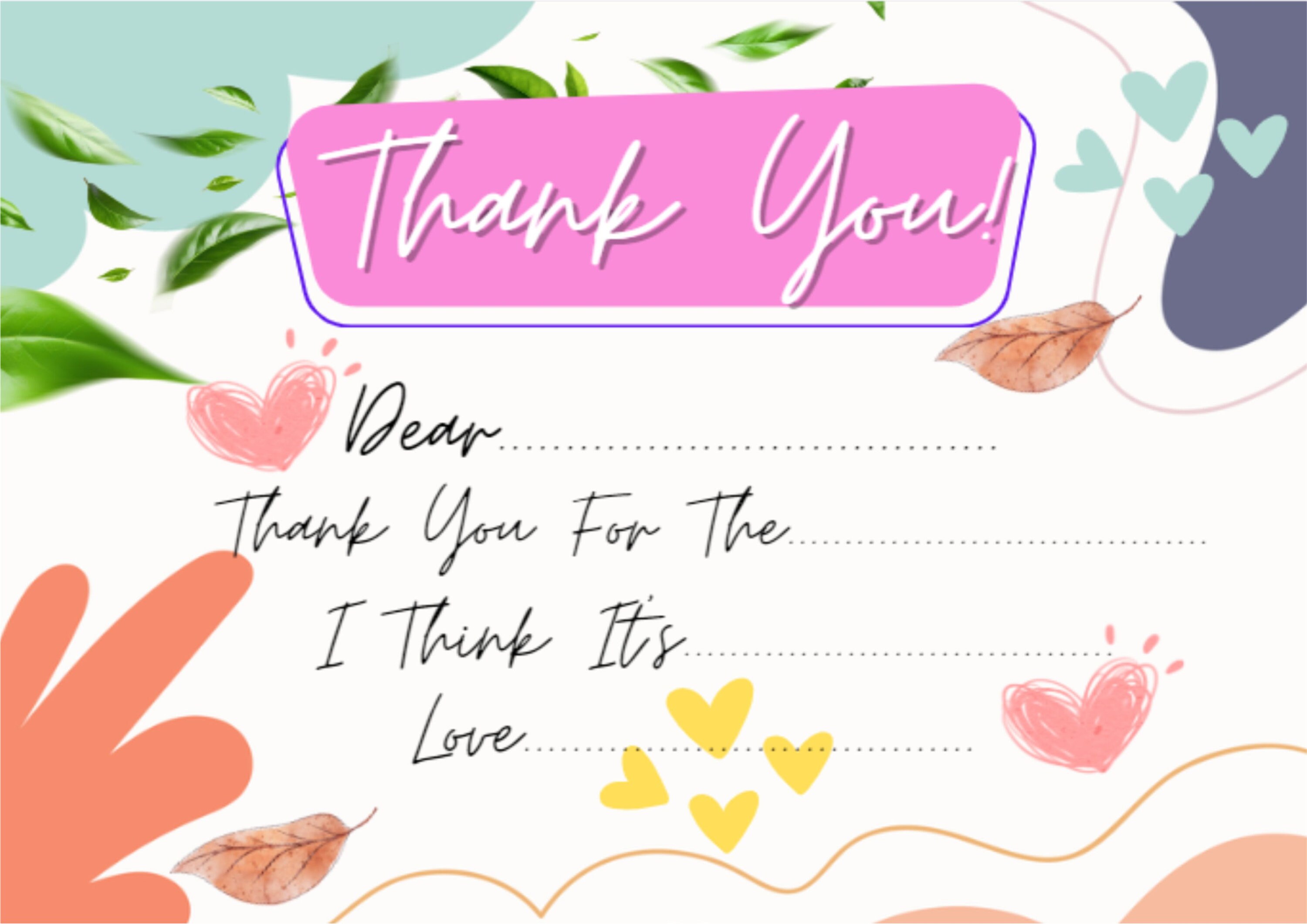 Thank You Note Template, Thank You Card Fill In, Fill in the Blank ...