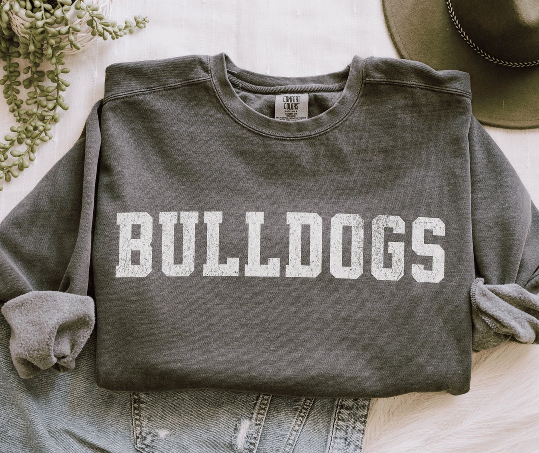 Bulldogs Comfort Color Sweatshirt, Varsity Style Bulldogs Crewneck - Etsy