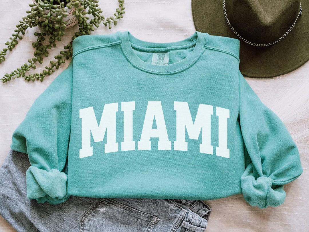 Miami Varsity Style Comfort Colors Crewneck, Vintage Feel Miami ...