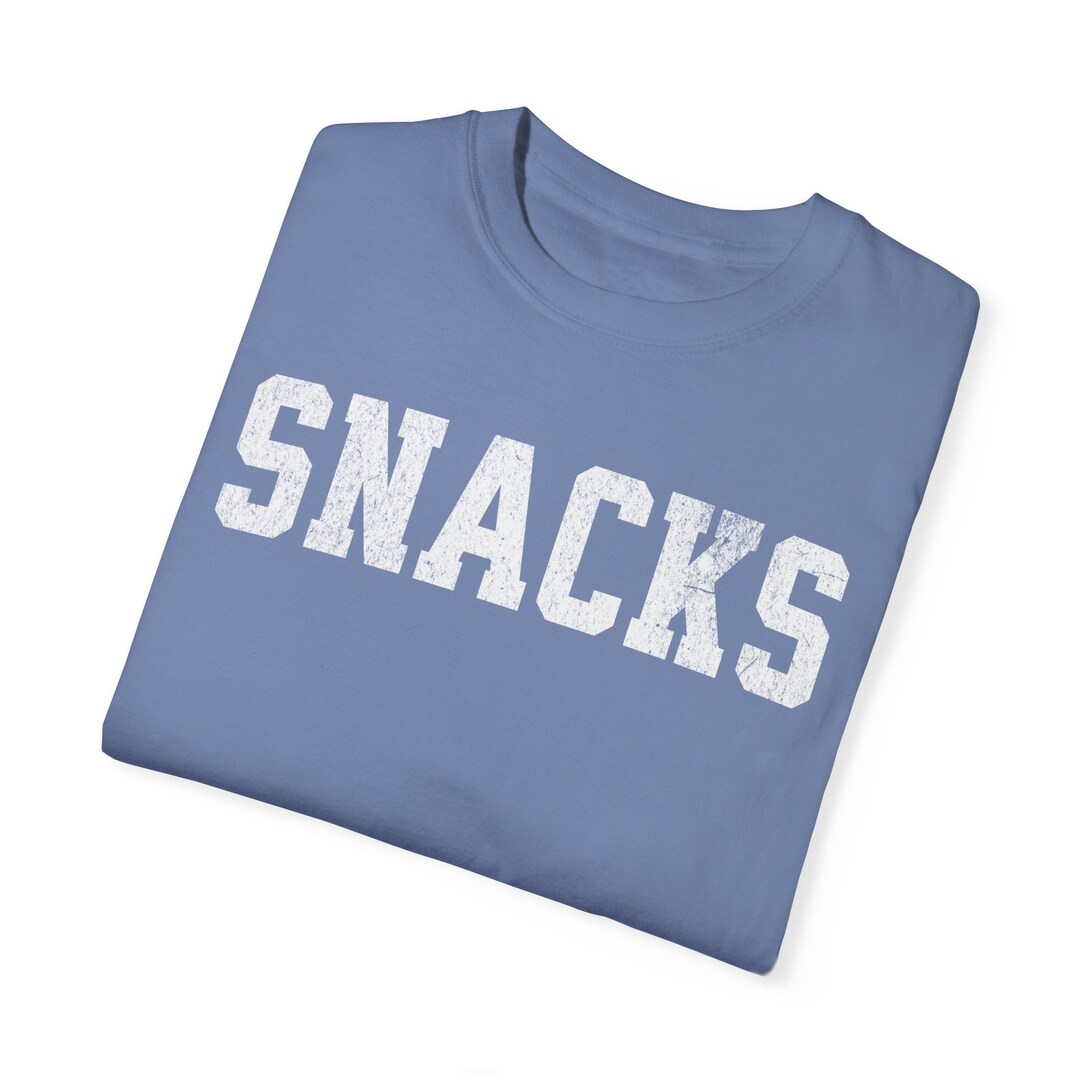 Snacks Comfort Colors Tee, Simple Varsity Aesthetic Snack Lover Shirt ...