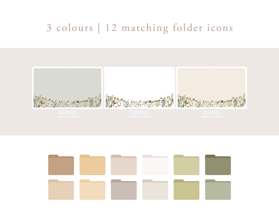 Minimalist Wildflower Wallpaper - Neutral Aesthetic Desktop Background ...