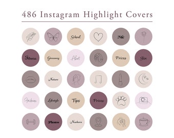 486 Neutral Instagram Highlight Covers Beige Line Art Icons ...