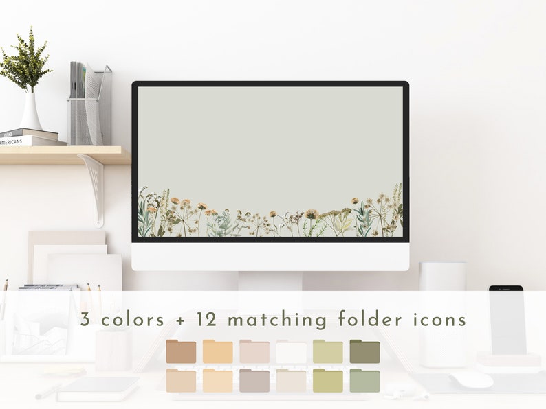 Minimalist Wildflower Wallpaper - Neutral Aesthetic Desktop Background ...